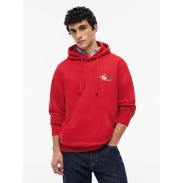Kapuzensweatshirt Tommy Jeans "TJM REGULAR ENTRY SIGN", Herren, Gr. L, ruby rot, Sweatware, Obermaterial: 100% Baumwolle, regular fit normal, Rundhals, eingesetzt Rippb&uuml;ndchen, Sweatshirts, Regular fit, mit Kordelzug