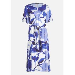 Sommerkleid Betty Barclay "Damen mit Rundhalsausschnitt", Damen, Gr. 42, Normalgr&ouml;&szlig;en, blau (wei&szlig;, blau), Obermaterial: 100% Viskose, figurumspielend lang, Rundhals, Kleider Sommerkleid
