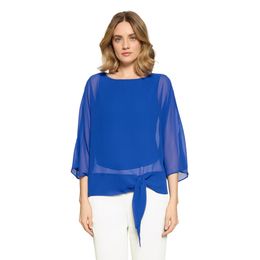 Chiffonbluse Betty Barclay "Damen unifarben", Damen, Gr. 36, adria blau, Obermaterial: 100% Polyester. Futter: 65% Polyester, 35% Viskose, figurumspielend normal, Rundhals, Blusen Chiffonbluse
