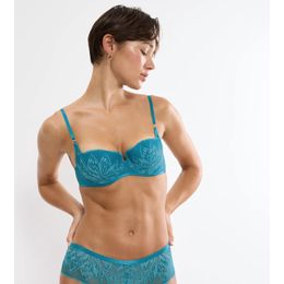 Halbschalen-BH Triumph "Crazy Stupid Love", Damen, Gr. 75, Cup A, arizona blau, Mesh, Spitze, Obermaterial: 43% Polyester, 41% Polyamid, 10% Elasthan, 6% Viskose, BHs, Komfort-B&uuml;gel, italienische Spitze, Wow-Effekt