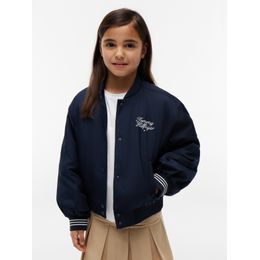 Bomberjacke Tommy Hilfiger, M&auml;dchen, Gr. 10 (140), schwarz night navy, Web, Obermaterial: 100% Polyester, unifarben, regular fit normal, Rundhals, eingesetzt B&uuml;ndchen, Jacken Bomberjacke, Kinder bis 16 Jahre