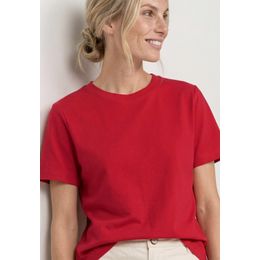 Kurzarmshirt Street One, Damen, Gr. 34, rot (salsa rot), Jersey, Obermaterial: 97% Baumwolle, 3% Elasthan, unifarben, normal h&uuml;ftlang, Rundhals, abgesteppte Kante, Shirts, Sommershirt im verk&uuml;rzten Schnitt