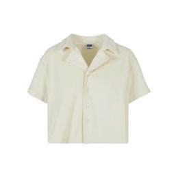 Kurzarmshirt Urban Classics "Urban Classics Damen Ladies Towel Resort Shirt", Damen, Gr. XL, palewei&szlig;, 100% Baumwolle, unifarben, normal, amerikanischer Ausschnitt, Shirts