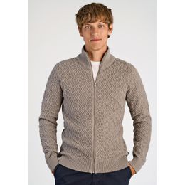 Cardigan LINDBERGH "Cardigan Relaxed Fit", Herren, Gr. 3XL, beige (dk sand), Obermaterial: 60% Baumwolle, 40% Polyester, unifarben, Strickjacken