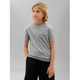 T-Shirt Calvin Klein Jeans "MINI BADGE REGULAR T-SHIRT", M&auml;dchen, Gr. 12 (152), medium grau heather, Single Jersey, Obermaterial: 100% Baumwolle, unifarben, regular fit normal, Rundhals, eingesetzt abgesteppte Kante, Shirts T-Shirt, Regular fit, Badge
