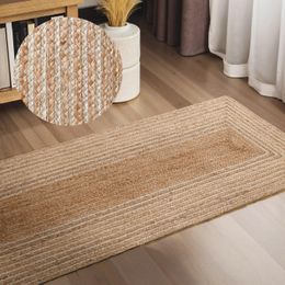 Teppich Hanse Home "Juno Line Juteteppich", beige (natur wei&szlig; gold), B:80cm H:9mm L:300cm, Oberfl&auml;che: 100% Jute. R&uuml;ckseite: 100% Jute, Teppiche, Teppich, Jute, Shape, Handgemacht, Wohnzimmerteppich, Naturteppich, Wohnzimmer