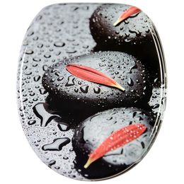 WC-Sitz Sanilo "Elegance", schwarz, grau, rot, B:37,7cm L:47cm, MDF - Mitteldichte Holzfaserplatte, WC-Sitze