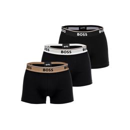 Boxershorts BOSS "Boxershort Trunk 3P Power 3er Pack", Herren, Gr. L, schwarz (schwarz (009)), Obermaterial: 95% Baumwolle CO. 5% Elasthan EL., Unterhosen