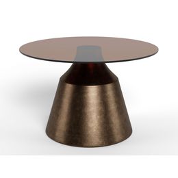 Couchtisch ACTONA GROUP "Dunsley, Kaffeetisch, Beistelltisch", braun, bronze, braun, B:70cm H:41,5cm T:70cm, Tische, Couchtisch, Tisch, Tischplatte aus Glas, in 2 Gr&ouml;&szlig;en