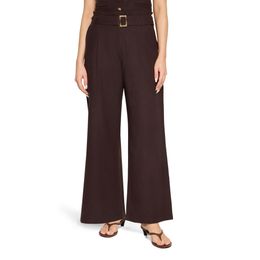 Stoffhose Cartoon "Damen mit Bundfalten", Damen, Gr. 34, Normalgr&ouml;&szlig;en, dunkelbraun, Obermaterial: 55% Leinen, 45% Viskose, loose fit lang, Hosen Stoffhose