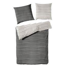 Wendebettw&auml;sche Primera "Perkal Bettw&auml;sche", schwarz, stre, B/L: 220cm x 155cm, 1 Stk., 1 Stk., Perkal, B/L: 80cm x 80cm, 2, Perkal, Obermaterial: 100% Baumwolle, Bettw&auml;sche, Wendebettw&auml;sche, glatte Oberfl&auml;che, perfekt f&uuml;r erholsame N&auml;chte, atmungsaktiv