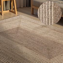 Teppich Hanse Home "Juno Line Juteteppich", beige (natur wei&szlig; braun), B:200cm H:9mm L:300cm, Oberfl&auml;che: 100% Jute. R&uuml;ckseite: 100% Jute, Teppiche, Teppich, Jute, Shape, Handgemacht, Wohnzimmerteppich, Naturteppich, Wohnzimmer