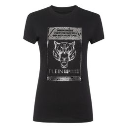 T-Shirt Plein Sport "Tiger", Damen, Gr. XS, schwarz (02, schwarz), Obermaterial: 100% Baumwolle, Shirts T-Shirt