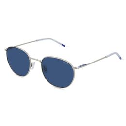 HUGO BOSS Hugo HG 1405/S | Herren-Sonnenbrille | Fassung: Vollrand, Panto, Edelstahl, Silber | Glasfarbe: Blau