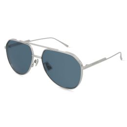 Bottega Veneta BV1465S | Unisex-Sonnenbrille | Fassung: Vollrand, Pilot, Metall, Silber Blau | Glasfarbe: Blau