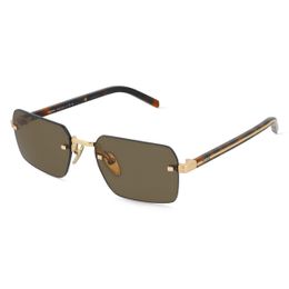 Prada PR D55S | Herren-Sonnenbrille | Fassung: Randlos, Eckig, Metall, Gold | Glasfarbe: Braun