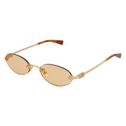 Miu Miu MU A54S | Damen-Sonnenbrille | Fassung: Randlos, Oval, Metall, Silber | Glasfarbe: Orange