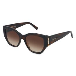 Longchamp LO764S N | Damen-Sonnenbrille | Fassung: Vollrand, Butterfly, Acetat, Braun Gestreift | Glasfarbe: Braun Verlaufend