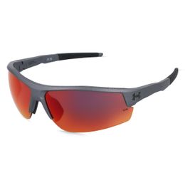 Under Armour UA SKILLZ/G | Herren-Sonnenbrille | Fassung: Halbrand, Eckig, Kunststoff, Grau Schwarz | Glasfarbe: Rot Verlaufend