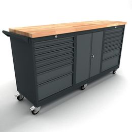 Valkenpower Werkbank mobil 2 T&uuml;ren 2x7 Schubladenschrank