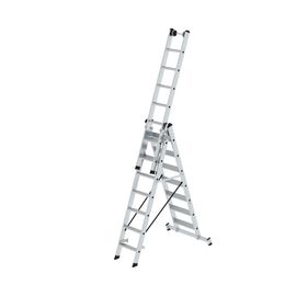 Munk Stufen-Mehrzweckleiter 3-teilig mit nivello -Traverse - 3x7 Stufen