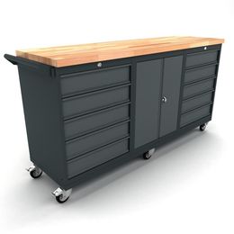 Valkenpower Werkbank mobil 2 T&uuml;ren 2x5 Schubladenschrank