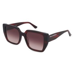 K by KARL LAGERFELD Karl Lagerfeld KL6036S N | Damen-Sonnenbrille | Fassung: Vollrand, Eckig, Zylonit (Celluloseacetat), Burgunder Gestreift | Glasfarbe: Grau Verlaufend