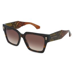 Etro 0128/S | Damen-Sonnenbrille | Fassung: Vollrand, Eckig, Kunststoff, Havanna | Glasfarbe: Braun