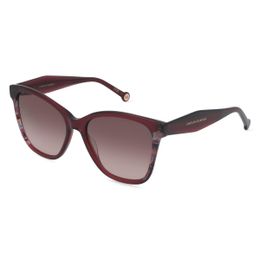 Carolina Herrera HER 0390/S | Damen-Sonnenbrille | Fassung: Vollrand, Butterfly, Acetat, Burgunder | Glasfarbe: Braun