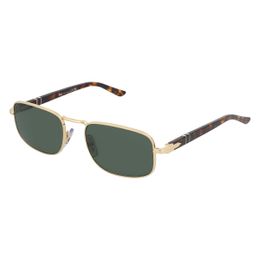 Persol PO1027S | Unisex-Sonnenbrille | Fassung: Vollrand, Quadratisch, Metall, Gold | Glasfarbe: Gr&uuml;n