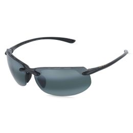 Maui Jim 412 Banyans | Unisex-Sonnenbrille | Fassung: Randlos, Eckig, Kunststoff, Schwarz | Glasfarbe: Grau
