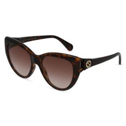 Gucci GG0877S | Unisex-Sonnenbrille | Fassung: Vollrand, Butterfly, Kunststoff, Havanna Gl&auml;nzend | Glasfarbe: Braun Verlaufend
