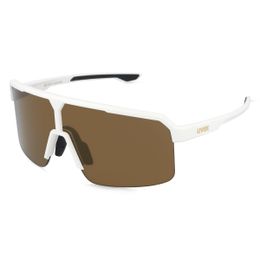 Uvex S534003 ramp | Unisex-Sonnenbrille | Fassung: Halbrand, Monoscheibe, TR90, Wei&szlig; | Glasfarbe: Gelb Spiegel Gold