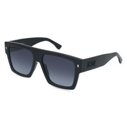 Dsquared2 ICON 0030/S | Herren-Sonnenbrille | Fassung: Vollrand, Browline, Kunststoff, Schwarz | Glasfarbe: Grau
