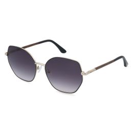 Woodfellas 11751 BOREALIS | Damen-Sonnenbrille | Fassung: Vollrand, Cat Eye, Metall, Schwarz Gold | Glasfarbe: Gr&uuml;n