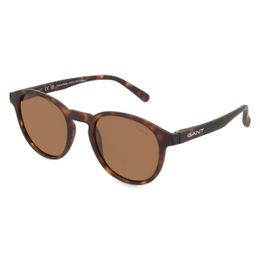 Gant GA7234 | Unisex-Sonnenbrille | Fassung: Vollrand, Quadratisch, Acetat, Havanna Dunkel | Glasfarbe: Blau