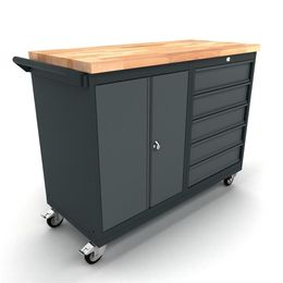 Valkenpower Werkbank mobil 2 T&uuml;ren 5 Schubladenschrank