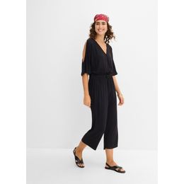 bonprix Jersey-Jumpsuit aus flie&szlig;ender Viskose, schwarz, Gr.52/54 (XXL), Traumhafter Jumpsuit mit raffinierten Details, aus Viskose