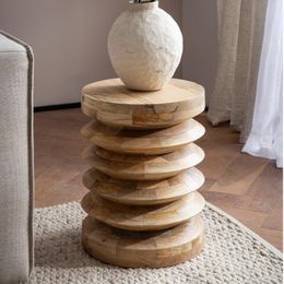 FineBuy Beistelltisch &Oslash; 35 cm Sitzhocker Massivholz Baumstumpf Couchtisch Blumen-Tisch