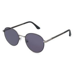Woodfellas 11754 HALCYON | Unisex-Sonnenbrille | Fassung: Vollrand, Rund, Metall, Schwarz Gun | Glasfarbe: Grau