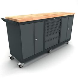 Valkenpower Werkbank mobil 2x 2 T&uuml;ren 7 Schubladenschrank