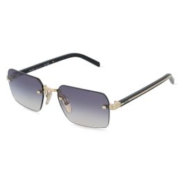 Prada PR D55S | Herren-Sonnenbrille | Fassung: Randlos, Eckig, Metall, Gold Hell | Glasfarbe: Blau Spiegel Silber