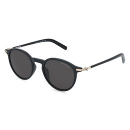 Montblanc MB0461S | Herren-Sonnenbrille | Fassung: Vollrand, Rund, Kunststoff, Schwarz Gold | Glasfarbe: Grau