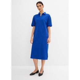 bonprix Polo Midikleid aus reiner Bio-Baumwolle, blau, Gr.44/46 (L), Polo Midikleid aus reiner Bio-Baumwolle, 100% Baumwolle (organic)