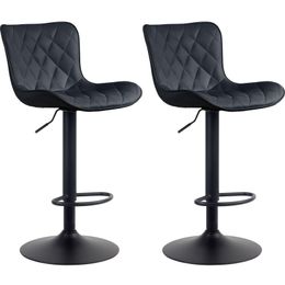 CLP 2er Set Barhocker Emma - H&ouml;henverstellbare Barst&uuml;hle - 360&deg; Drehst&uuml;hle Mit R&uuml;ckenlehne F&uuml;r K&uuml;che Und Bistro
