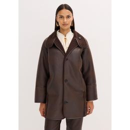 bonprix Oversized Lammfellimitat-Jacke, braun, Gr.34, Im modernen Oversized-Schnitt