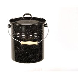 SONSTIGE Emaille-M&uuml;lleimer mit Deckel schwarz-wei&szlig;-gesprenkelt 10 Liter