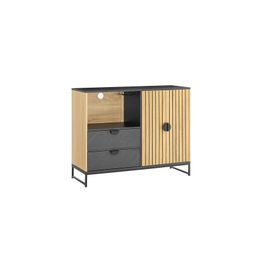 sobuy Sideboard mit 2 Schubladen Holzfarbe 107x40x85,4cm Industriell