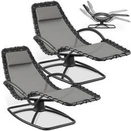 TecTake&reg; Gartenliege, ergonomisch, mit Komfort-Schwingbewegung, atmungsaktives, wasserabweisendes Textilene-Gewebe, abnehmbares Kopfpolster