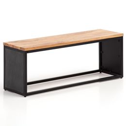 FineBuy Massivholz Sitzbank 120 cm Akazie - Design Bank - Garderobenbank - Bettbank